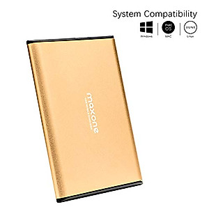 Maxone 500GB Ultra Slim Portable External Hard Drive HDD USB 3.0 for PC, Mac, Laptop, PS4, Xbox one - Gold