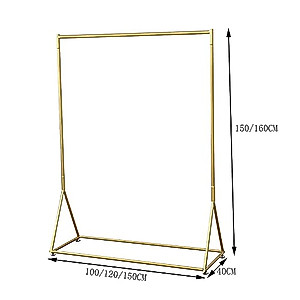 NEOCHY Heavy-Duty Hangers, Wrought Iron Clothing Display Racks, Men's and Women's Clothing Store Shelves, Open Balcony Floor Drying Racks/Golden/120X40X160Cm