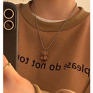 ANZWTLOYY Y2k Bear Necklace Cute Plush Teddy Necklaces BFF Friendship Matching Couple Necklaces set Valentine's Day Gifts 2PCS