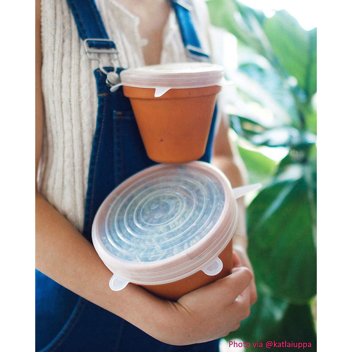 altCookingHub Silicone Stretch Lids, 6-Pack of Same Size 5.5 Inch Lids, BPA Free, Leakproof Reusable Silicone Lids for Various Shapes of Containers and Food Covers