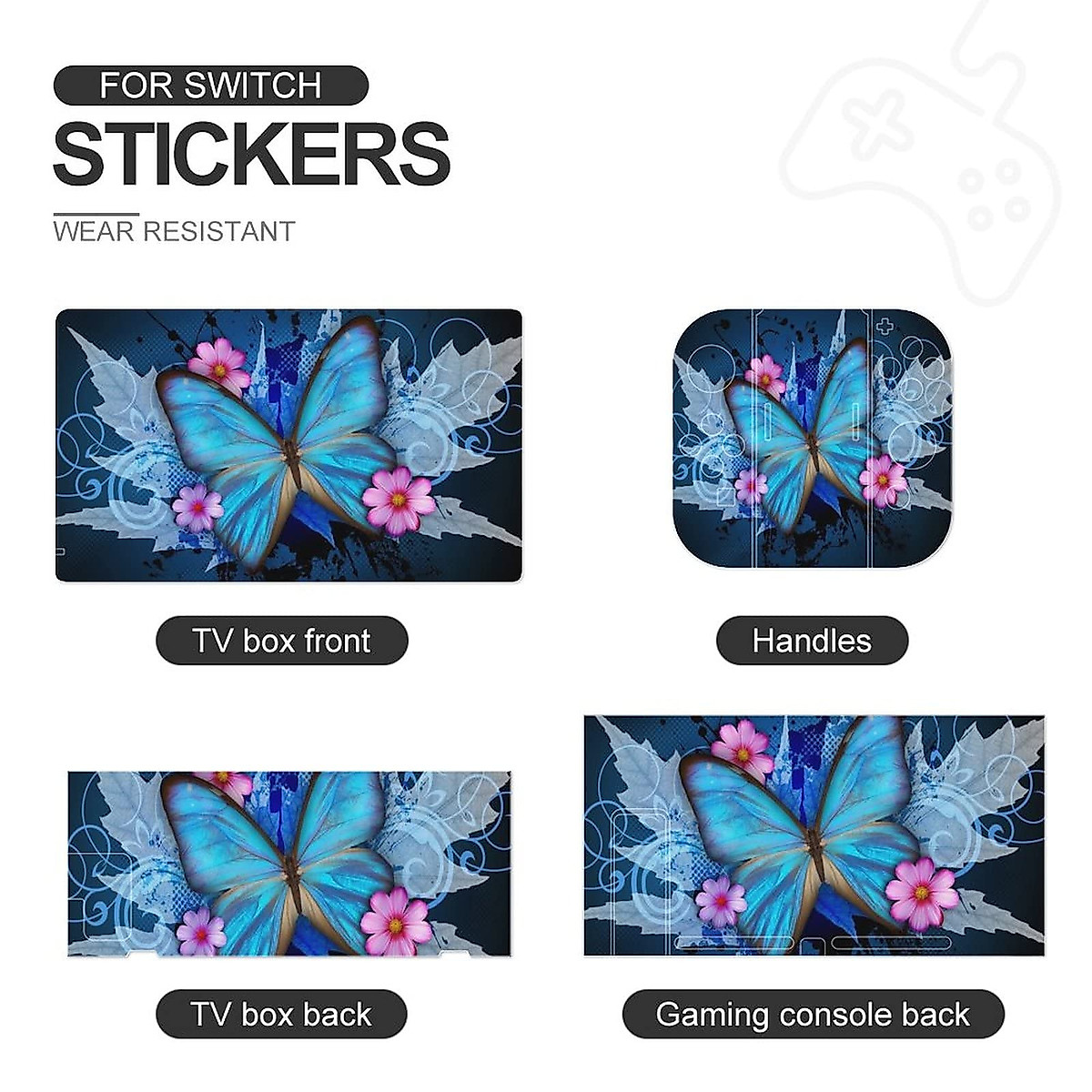 Fashion Butterfly Printed Switch Sticker Pretty Pattern Full Wrap Skin Protection for Nintendo Switch for Switch