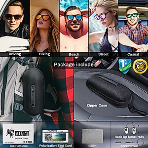 ROCKNIGHT HD Polarized UV Sunglasses for Men Silver Mirrored Sunglasses for Women Metal Square UV 400 Sunglasses Stylish