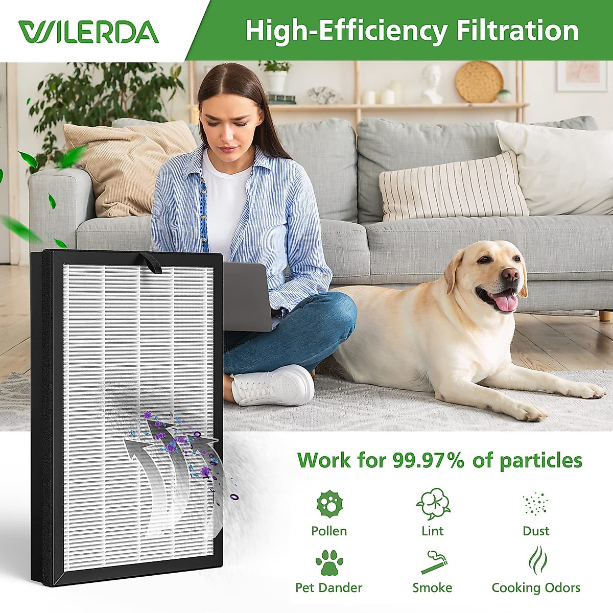 2 Pack H05 Replacement Filter, Compatible with HIMOX H05 Air Puri fier, H13 Grade True HEPA Filter (Not Fit HIMOX H04)