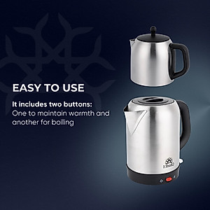 Ethniq TeaVibe Electric Turkish Tea Maker - Stainless Steel 120V Double Pot Kettle & Infuser, Boil-Dry Protection, Auto Shut-Off & Keep Warm Function, 1.7L Kettle + 1L Teapot Capacity