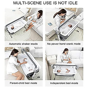 HSIKUML Music Baby Swings, Electric Baby Bassinet Bedside Sleeper Timing Rocking Crib, Baby Bassinet with Remote Control, 3-in-1 Adjustable Height Folding Baby Bed with Storage Basket (Color : Blue)