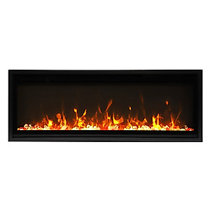 60" Extra Slim Indoor Only Electric Fireplace with Black Steel Surround