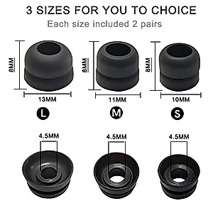 Luckvan Double Flange Ear Tips Anti-Slip Universal Silicone Earbuds Tips Replacement for Beats Earbuds Sony Sennheiser Earbuds Fit 5.5mm-7mm Nozzle 6 Pairs LMS Black