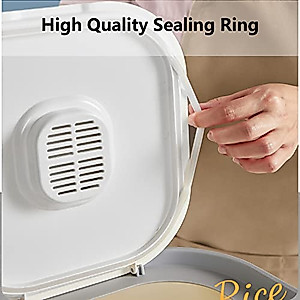 HOMHOLDON 22 Lbs Rice Dispenser,Large Sealed Grain Storage Container with Measuring Cup Food Dispenser Kitchen Organizer for Rice,Beans,Grains,Cereal Dry Food,Pet Food(Large)