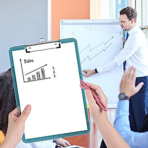 Rimilak Plastic Clipboards with Low Profile Metal Clip, Translucent Clip Board, 12.5 x 9 Inch Letter Size | Office Supply | Back to School, Teal