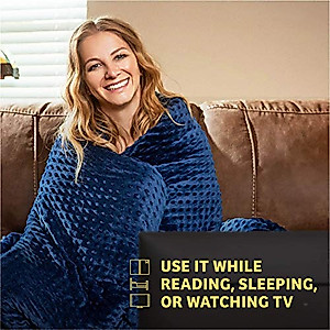 Becuddled Adult Weighted Blanket, Queen Size 60”x80” 20 lbs - Heavy Cooling Blanket for Better Sleep - Luxury Removable Duvet Cover Included - 100% Cotton with Premium Glass Beads, (Grey/Navy)