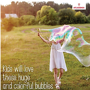 Non Toxic Bubble Mix Solution Huge Bubbles powder concentrate refill for Giant bubble Wands and Machines Safe for Kids and Pets on Summer Outdoor Birthday Fun Party Activity dog edible