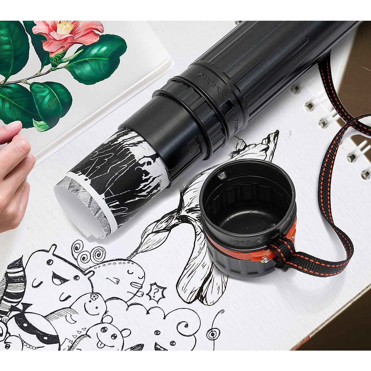 VViViD 17.5” - 29.5” inch Black Telescoping Storage Tube, with Carrying Strap, for Posters, Documents, Art, Blueprints, and More