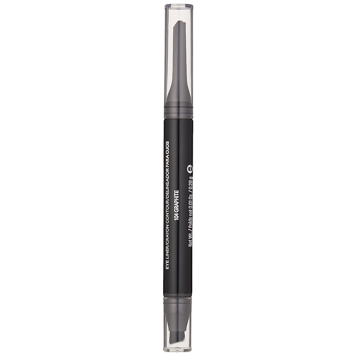 Revlon ColorStay 2-in-1 Angled Kajal Eyeliner, Waterproof Eye Makeup with Smudge Brush for Smokey Eyes, Graphite (104), 0.01 oz