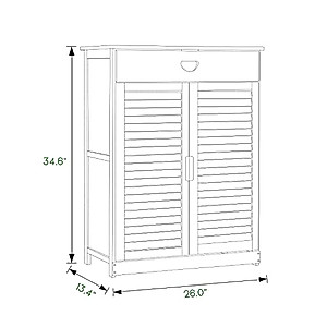 MoNiBloom Bamboo 3 Tier Shoe Storage Cabinet with 1 Drawer & Shutter Door Shoes Organizer Rack for 6-10 Pairs Entryway Hallway Living Room, Natural