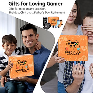 Gamer Gifts for Men Teenage Boys - Christmas Gifts for Teen Boys with 20 oz Insulated Tumbler, Gaming Hat, Socks, Keychain, Cool Pop Socket - Gifts for Men, Him, Boyfriends, Gamers, Game Lover