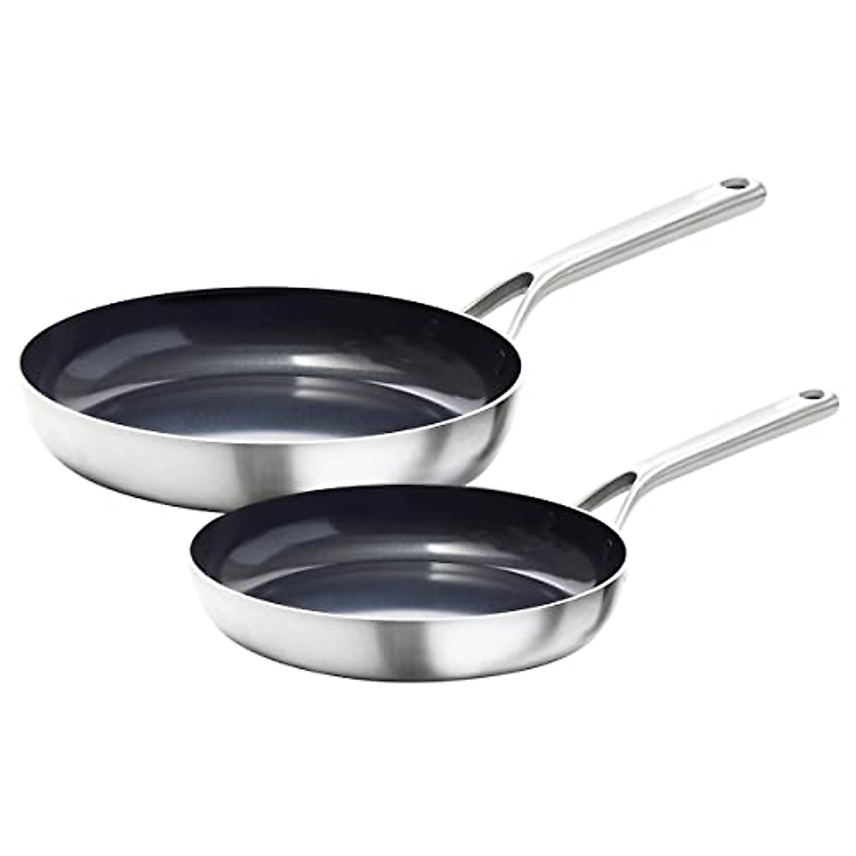 OXO Mira Tri-Ply Stainless Steel PFAS-Free Nonstick, 8" and 10" Frying Pan Skillet Set, Induction, Multi Clad, Dishwasher and Metal Utensil Safe