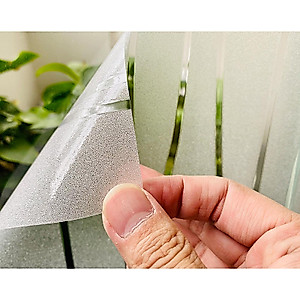 TEMKIN Window Privacy Film Matte Stripe Window Privacy Film Stained Glass Decorative Anti UV Sticker Privacy Frosted Self Adhesive Film Window Decal for Glass one Way Window Film Window (Size : 60 x