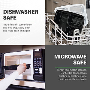 Ez Prepa 15 Pack 32oz 3 Compartment Meal Prep Containers with Lids -Food Storage Containers Plastic, Bento Box, Lunch Containers, Microwavable, Freezer and Dishwasher Safe, Food Containers