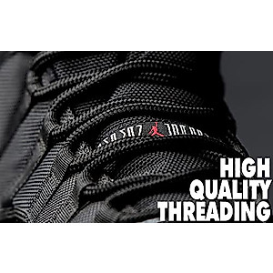LitLaces - Premium Jordan 11 Replacement Shoe Laces Durable Woven Polyester Shoe Strings for Basketball and Athletic Sneakers (Black/Red, 55")