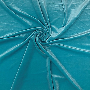 Stretch Velvet Solid by Elotex International Fabric (Turquoise Aqua)