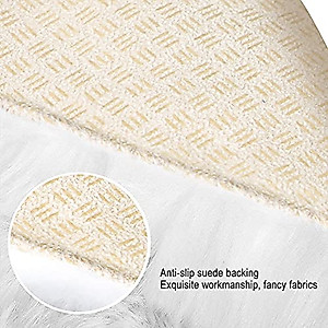 Rainlin Ultra Soft Fluffy Faux Fur Sheepskin Area Rug Modern 2x6 Living Room Fur Runner Rugs Shaggy Beside Rugs Warm Faux Fur Couch Cover for Sofa and Bay Window, White