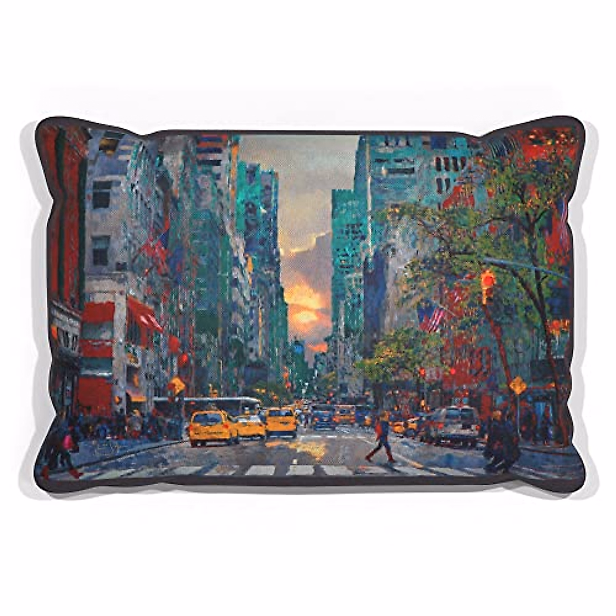 Sliver of City Sunset Canvas Throw Pillow for Couch or Sofa at Home & Office by Artist Lisa Sofia Robinson 13" x 19".