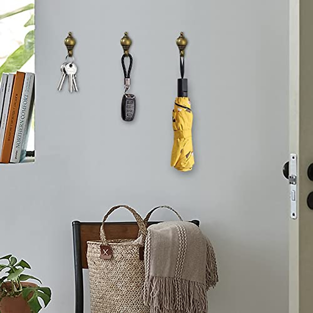 Svaitend 20 Pcs Zinc Alloy Pushpin Hook Hanger Reusable Hanging Hooks (Bronze)