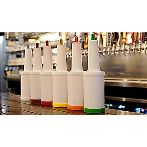 Winco Set of 6 - Flow-N-Stow Fruit Juice & Liquor Bar Pour Bottles 1 Quart (32 oz.)