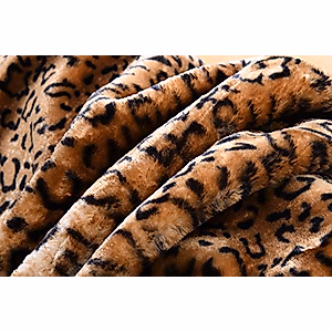 Faux Fur Throw Blanket Leopard Bed Blanket 50"x70" Super Soft Warm Reversible with Flannel Fleece Fuzzy Printed Blanket