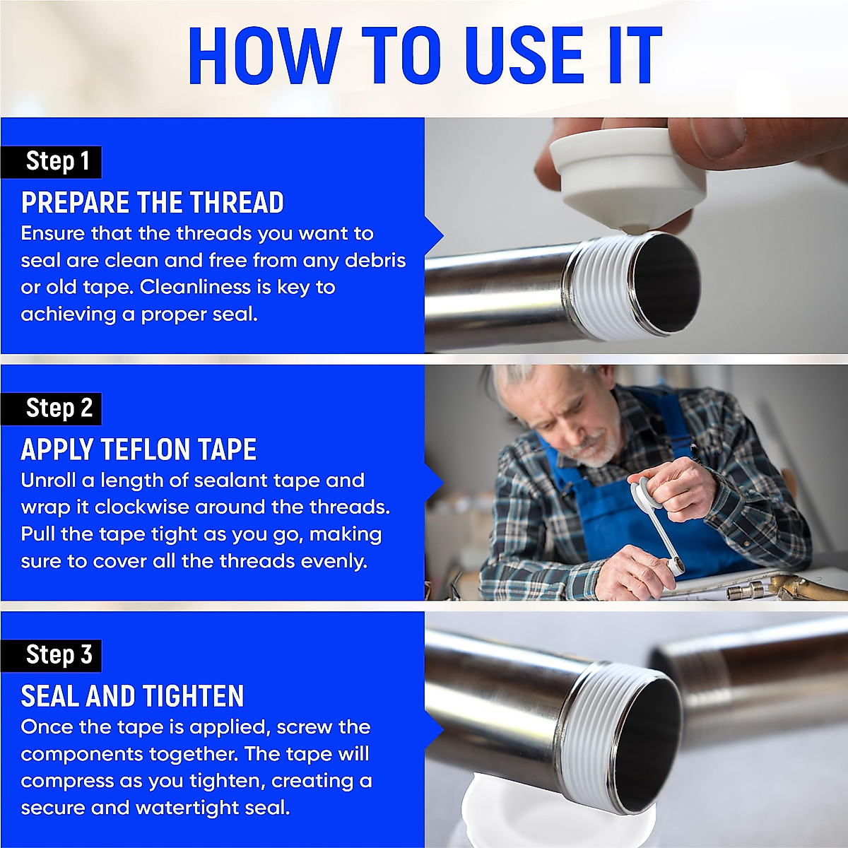 TAPEWELL Teflon Professional Grade (High Density) Tape - Teflon Tape Plumbing - 1/2 Inch Wide X 520 Inches Long - Pipe Tape - PTFE Tape - Thread Tape Plumbing - Sealant Tape Waterproof