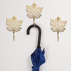 PRETYZOOM Hollow-Out Leaf Wall Hooks, Decorative Iron Hooks Wall Mounted Metal Coat Hooks for Coat Hats Towels, Single Prong Wall Mount Hangers for Closet, Bathroom