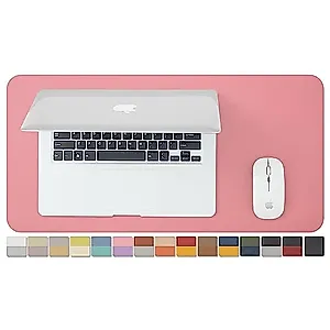 Compact Dual Sided Leather Desk Mat - Desk Pad for Office and Home - Desk Organization and Accessories - Ideal for Large Mouse Pad and Small Desk Mats on Top of Desks(Pink+Purple,23.6"x 11.8")