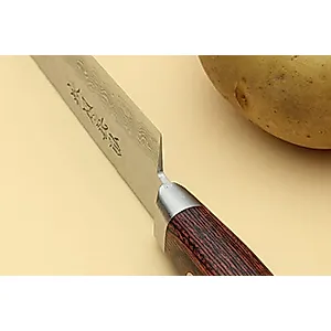 Yoshihiro VG-10 16 Layer Hammered Damascus Stainless Steel Petty Utility Knife (5.3'' (135mm))