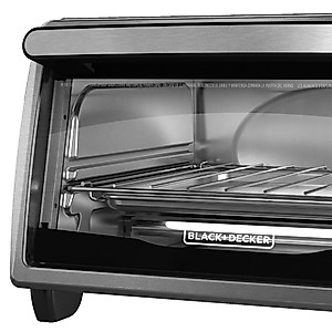 Black+Decker TO1303SB 4-Slice Toaster Oven, 14.5 x 8.8 x 10.8 inches, Stainless Steel/Black