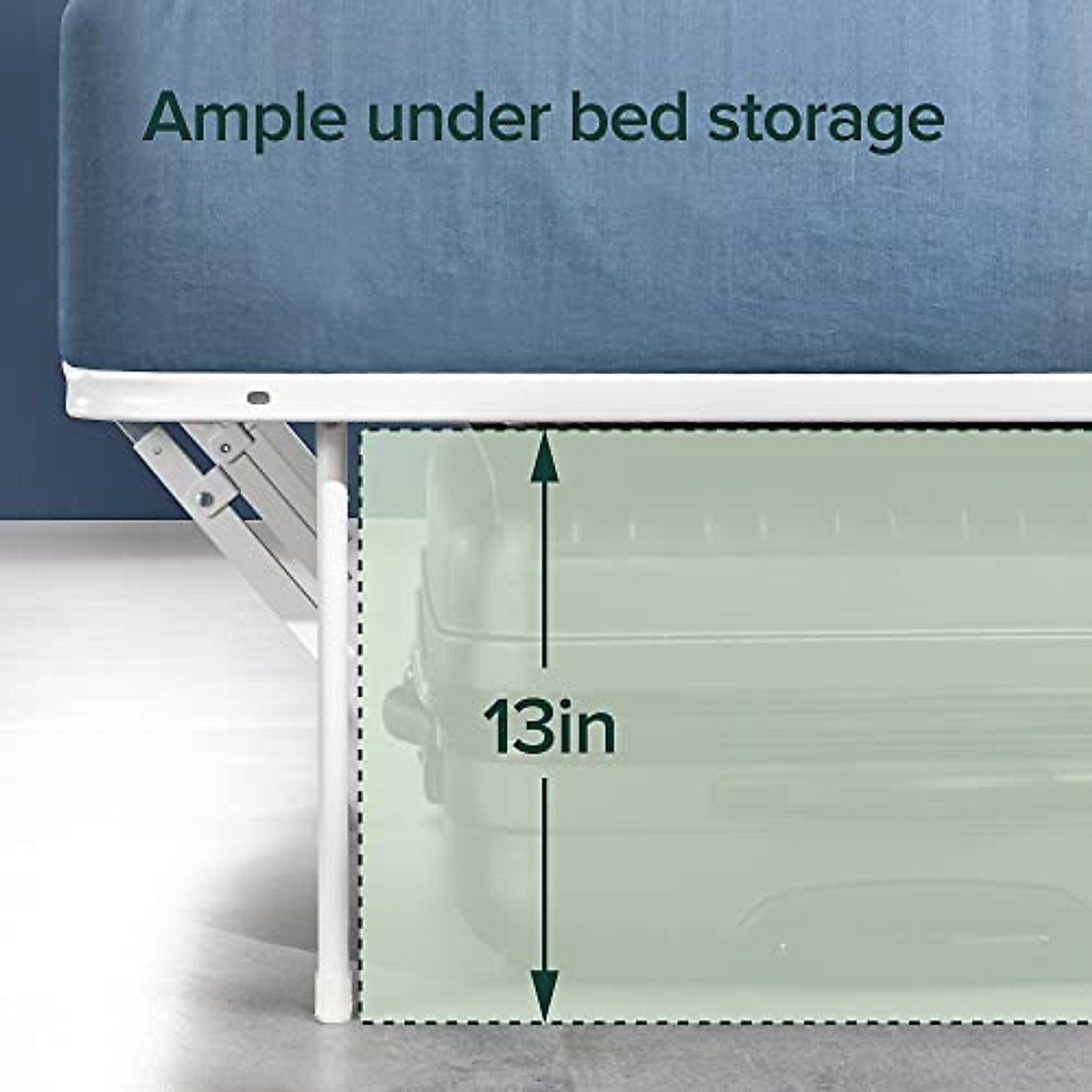 ZINUS SmartBase Tool-Free Assembly Mattress Foundation / 14 Inch Metal Platform Bed Frame / No Box Spring Needed / Sturdy Steel Frame / Underbed Storage, White, Cal King