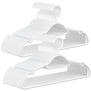 SONGMICS Plastic Hangers, 30 Pack Lightweight Space-Saving Hangers, Hangs up to 8 lb, Heavy-Duty Clothes Hangers for Coats, Pants, Dresses, White UCRP007W30
