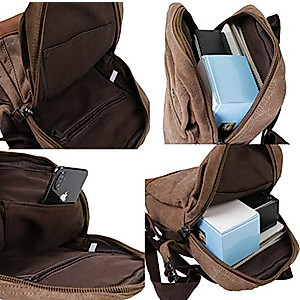 JIAO MIAO Mini Canvas Backpacks Casual Strong Small Packback Daypack,181002-Brown