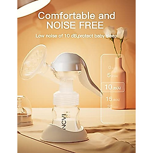 NCVI Manual Breast Pump with Milk Bottle,Portable Breastfeeding Pumps 5oz, BPA Free Soft Food Grade Silicone Powerful Suction