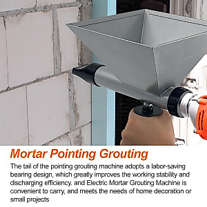 Electric Mortar Grout Gun Pump, Portable Cement Grouting Machine, Cement Caulk Gun, Reusable Cordless Electric Caulking Gun Finishing Tool with 8 Nozzles (Without Electric Drill)