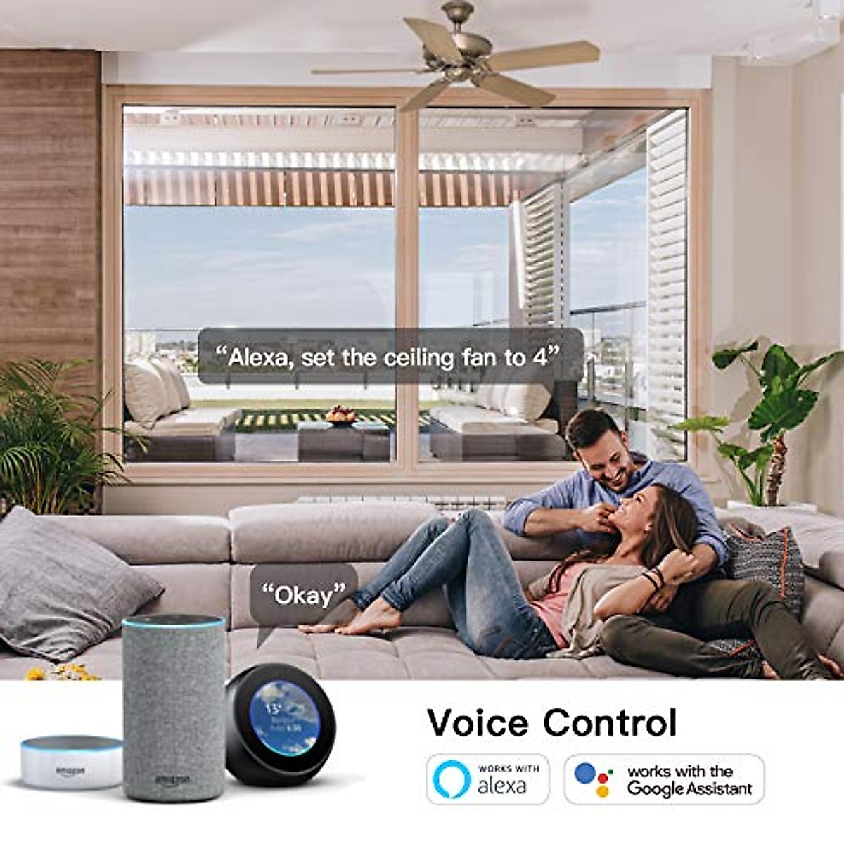 TREATLIFE Smart Ceiling Fan Control, 4 Speed Fan Switch for Ceiling Fan, Neutral Wire Required, Smart Home Devices that Works with Alexa and Google Assistant, Remote Control, Schedule, No Hub Required