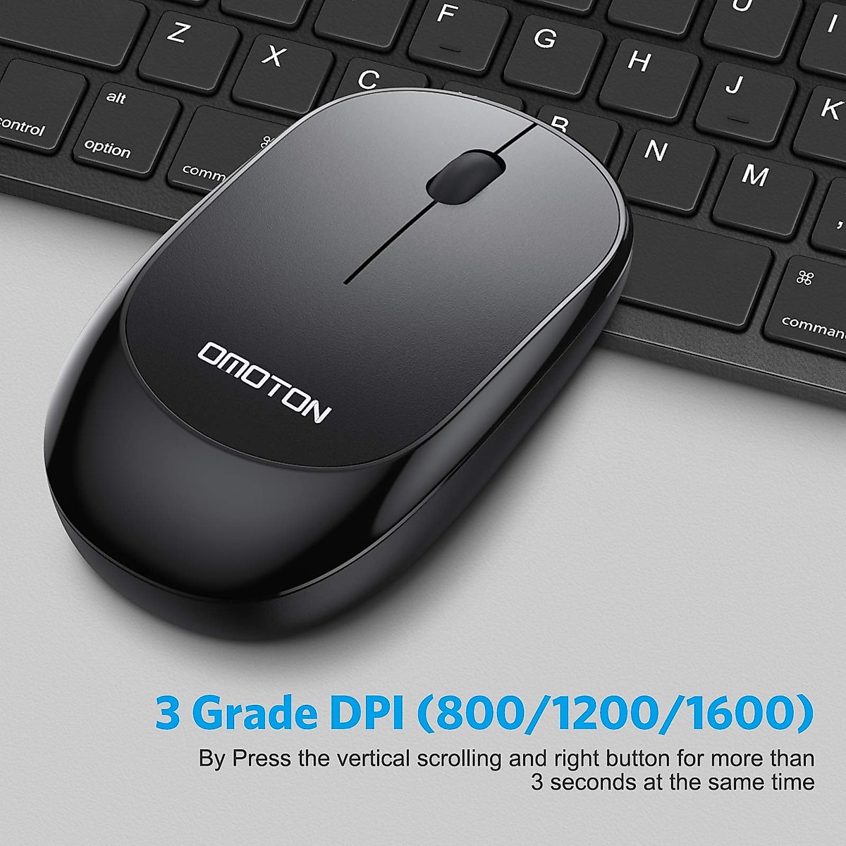 OMOTON Bluetooth Keyboard and Mouse Combo, Wireless Keyboard Mouse for iPad Pro 13,11(2024)/12.9, iPad 10th/9th/8th/7th Gen, iPad Air 6/5/4, and Bluetooth Enabled Devices (Black)