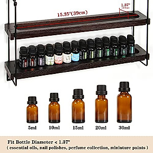 THYGIFTREE Essential Oil Storage Shelf Wall Mounted Wooden Essential Oil Collection Display Rack Organizer 5 Tiers Holds 75 Bottles, Nail Polish Holder Paint Organizer