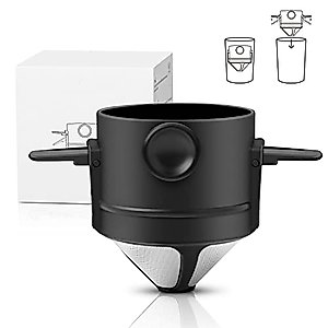ANROYE Pour Over Coffee Filter, Portable Stainless Steel Reusable Coffee Dripper Cone - Mini Collapsible Paperless Single Serve 1-2 Cup Coffee Maker for Travel Camping Offices Backpacking