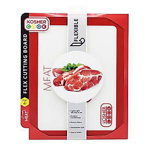 Meat Red Flexible Cutting Board and Counter Protector - Lightweight, Odor Resistant, Dishwasher Safe - Color Coded Kitchen Tools by The Kosher Cook