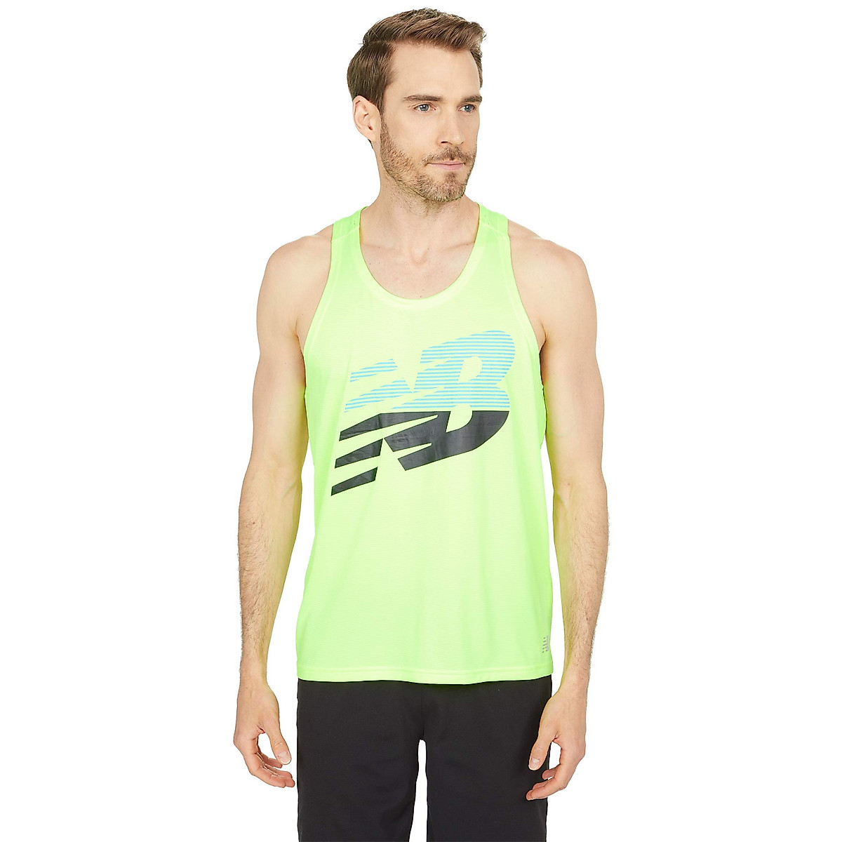 New Balance Men's Accelerate Singlet 20, Bleached Lime Glo, XX-Large