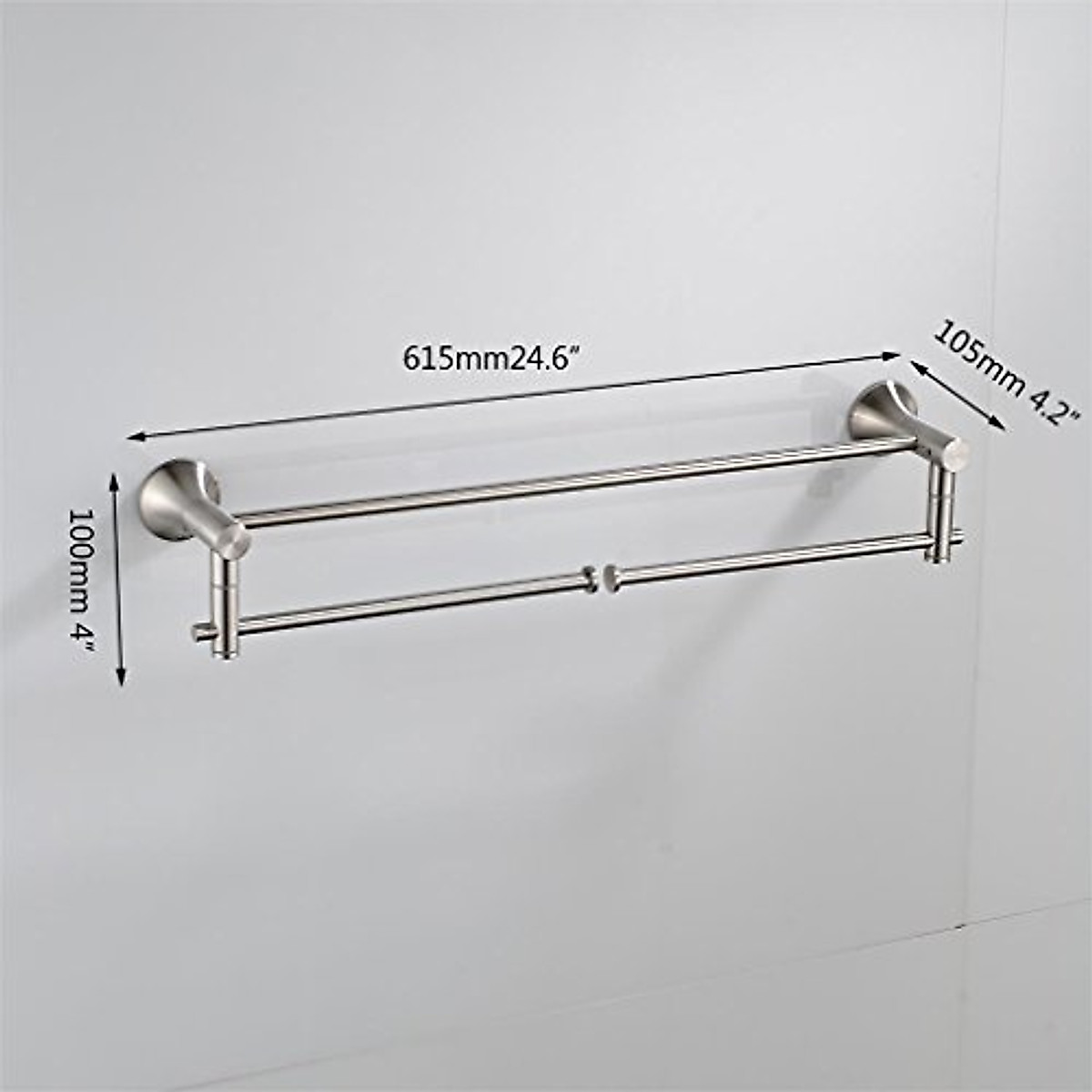 Nickel Brushed Bathroom Folding Wall Mounted Bathroom Towel Rail Holder Storage Rack Shelf Bar Hanger Double Handles Towel Rack