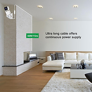 Uogw 50Ft/15m Outdoor Power Adapter - Compatible with Wyze Cam V4, Pan V3, OG, Battery Cam Pro - Waterproof Power Cable