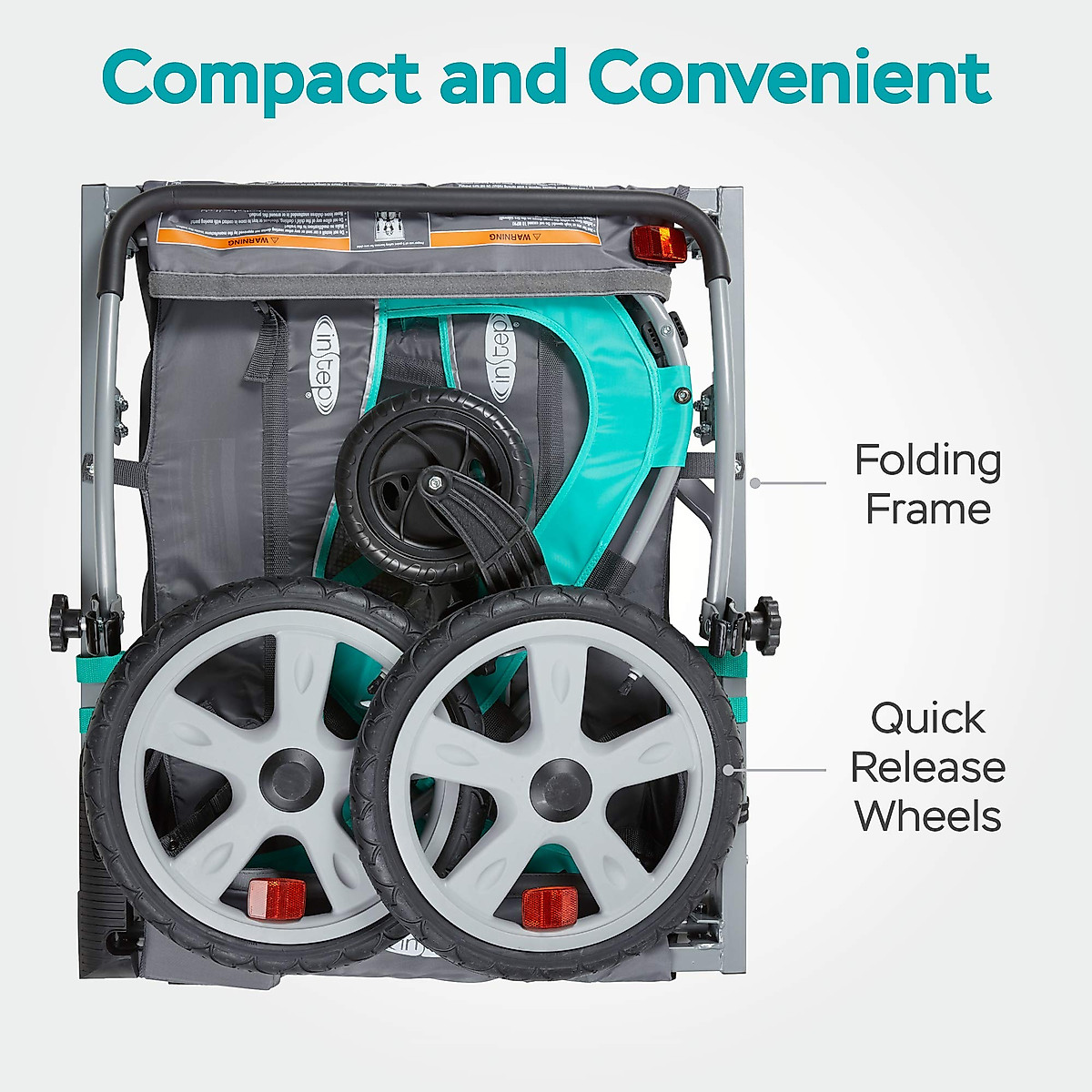 Instep Quick-N-EZ Double Tow Behind Bike Trailer, Converts to Stroller/Jogger, Teal