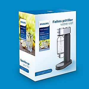 Philips Water ADD4902BK/10 GoZero Sparkling Water Maker, Plastic, 1 Liter, Black