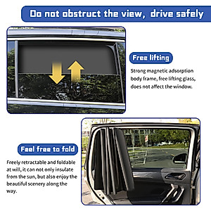 NGHEY 4 PCS Opaque Car Window Sunshade, Black Glue/Silver Titanium Cloth Full Blackout Sunshade, Heat Insulation and Sunscreen Window Curtain, Suitable for Most Models (Black)